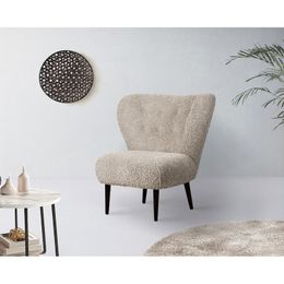 LeGer Home by Lena Gercke Sessel &raquo;Dinah&laquo; Knopfheftung im R&uuml;cken, wahlweise mit oder ohne Hocker beige 100% Polyester Boucl&eacute;, ohne Hocker, B/H/T: 84cm 