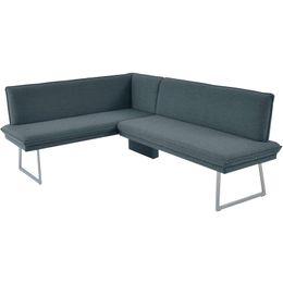 K+w Komfort & Wohnen K+W Komfort & Wohnen Eckbank mit Sattlernaht und schmaler Kufe, langer Schenkel rechts oder links blau B/H/T: 86cm x 60cm, Flachgewebe Q2 2250, langer