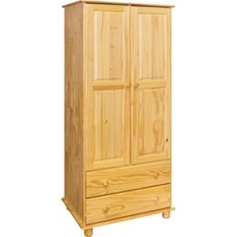 M&ouml;bilia Kleiderschrank &raquo;Chur&laquo; aus Massivholz Kiefer beige Massivholz B/H/T: 82cm x 177cm x 52cm, Schubladen: 2 Stk. T&uuml;ren: 2 Stk.
