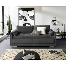 OTTO home Schlafsofa &raquo;Berlin, B: 218 cm, Liegel. 160x198 cm&laquo; Schlaffunktion, Bettkasten & 2 Zierkissen, Dauerschlafsofa Boxspring grau Microfaser 