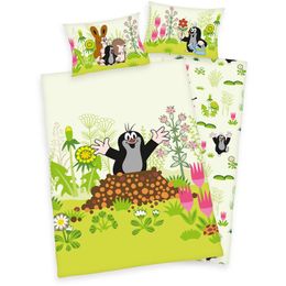 Quelle Kinderbettw&auml;sche &raquo;Der kleine Maulwurf&laquo; 2 Stk. und Freunde gr&uuml;n Flanell, Obermaterial: 100% Baumwolle B/L: 100cm x 135cm, 1 Stk., 1 Stk., Flanell, B/L: