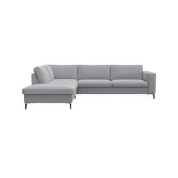 FLEXLUX Ecksofa &raquo;Fiore, L-Form, bequem und komfortabel durch hochwertigem Sitzaufbau&laquo; breite Armlehnen, Kaltschaum, F&uuml;&szlig;e Alu+schwarz grau 100% 