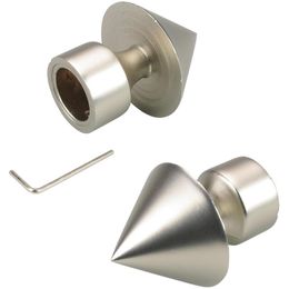 Liedeco Gardinenstangen-Endst&uuml;ck &raquo;Kegel mit Rohraufnahme&laquo; f&uuml;r Gardinenstangen &Oslash; 16 mm silber 2 Stk.