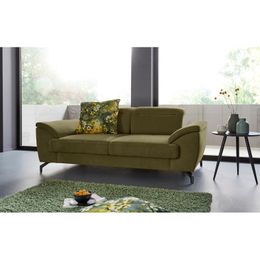 Sit & More sit&more 2-Sitzer &raquo;Percy&laquo; 12 cm Fu&szlig;h&ouml;he, Sitztiefenverstellung, wahlweise Kopfteilverstellung gr&uuml;n B/H/T: 197cm x 112cm, Luxus-Microfaser Paris,mit 