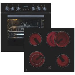 Exquisit Backofen-Set &raquo;EHE258-UBZ-020-Set schwarz&laquo; Backofen Glaskeramikkochfeld, 2 Stk. tlg. Vielseitiger Grill und 4-Zonen-Glaskeramikkochfeld &ndash; 