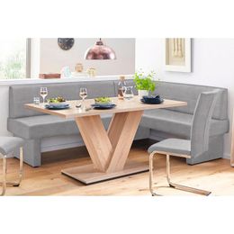 Home Affaire Eckbank &raquo;Nils&laquo; Sitz und R&uuml;cken gepolstert, verschiedene Qualit&auml;ten grau Holzwerkstoff, Massivholz, Polyester B/H/T: 222cm x 89cm x 162cm,