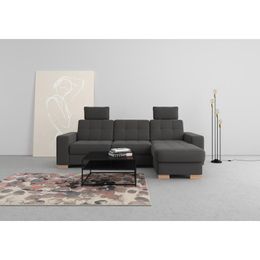 Sit & More sit&more Ecksofa &raquo;Quincy L-Form&laquo; wahlweise mit Schlaffunktion und Bettkasten grau B/H/T: 252cm x 82cm x 161cm, Struktur, Recamiere rechts, ohne 