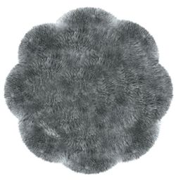 Heitmann Felle Fellteppich &raquo;Bl&uuml;te - Lammfell farbig, Premium Qualit&auml;t&laquo; blumenf&ouml;rmig 60 mm H&ouml;he echtes Austral. Lammfell, &Oslash; 140 cm, besonders dicht & weich grau 