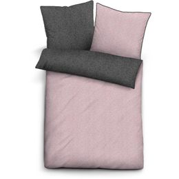 Biberna Wendebettw&auml;sche &raquo;HERMAL Melange Flanell uni, kuschelig weich&laquo; 2 Stk. Flanell in Melangeoptik, Winterbettw&auml;sche, Made in Germany lila Flanell, 