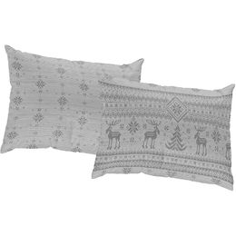 WIRTH Dekokissen &raquo;Romo&laquo; Kissenh&uuml;lle ohne F&uuml;llung, 2 St&uuml;ck grau Baumwolle, Polyester B/L: 40cm x 60cm, 2 Stk.