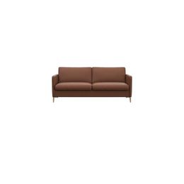 FLEXLUX 2,5-Sitzer &raquo;Fiore, super bequem durch Kaltschaum im Sitz&laquo; schmale Armlehnen, F&uuml;&szlig;e Alu+ Eiche braun 100% Echteder B/H/T: 181cm x 85cm x 92cm, 