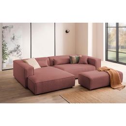 LeGer Home by Lena Gercke Ecksofa &raquo;PIARA XXL Cord, L-Form, Schlaffunktion&laquo; Hocker stellbar zum Schlafsofa (Krokodilverbinder), tiefe Sitzfl&auml;che beige 