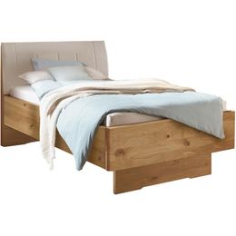 Wiemann Holzbett &raquo;Cardiff, Bettgestell, Bettrahmen, teilmassiv, mit Polsterkopfteil&laquo; Belastbarkeit 110/220 Kg, 4-fache h&ouml;henverstellbar, MADE IN 