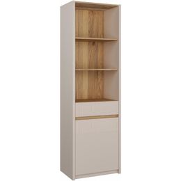 FORTE Stauraumregal &raquo;Oak Squere&laquo; Schubkasten mit Vollauszug, Front Lamellenoptik, inklusive Beleuchtung beige Holzwerkstoff B/H/T: 60,6cm x 197,4cm x 