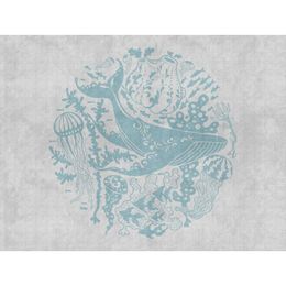 Livingwalls living walls Kindertapete &raquo;The Wall&laquo; Meer Motiv Strand glatt Fototapete Unterwasser Tapete Fische Tapeten Kinderzimmer Design Optik blau Vinyl, Vlies 