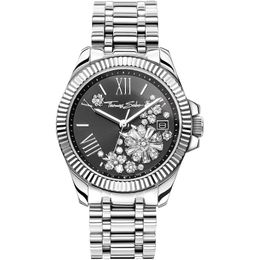 Thomas Sabo Damen Thomas Sabo Quarzuhr &raquo;DIVINE FLOWER&laquo; Armbanduhr, Damenuhr, Edelstahlarmband, Tag, Blumen, Zirkonia (synth.) silber Einheitsgr&ouml;&szlig;e