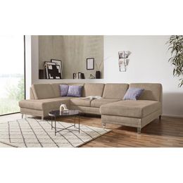 Sit & More sit&more Wohnlandschaft &raquo;Clio U-Form&laquo; wahlweise mit Schlaffunktion und Bettkasten, inklusive Federkern beige B/H/T: 319cm x 89cm x 190cm, Microfaser, 