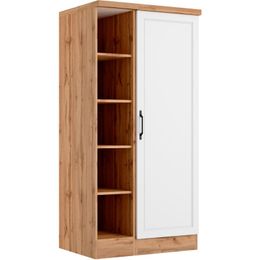 KOCHSTATION Vorratsschrank &raquo;KS-Lana&laquo; Breite 80 cm wei&szlig; Holzwerkstoff, MDF wotaneiche, B/H/T: 80cm x 166cm x 60cm, T&uuml;ren: 1 Stk.