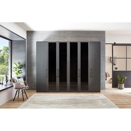 Wiemann Dreht&uuml;renschrank &raquo;Split&laquo; inkl. T&uuml;rend&auml;mpfung grau Floatglas, Holzwerkstoff Graphit-Dekor, B/H/T: 295,3cm x 216cm x 58cm, T&uuml;ren: 6 Stk.