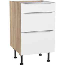 KOCHSTATION Unterschrank &raquo;KS-Aken&laquo; wei&szlig; wildeiche Nachbildung, B/H/T: 50cm x 87cm x 58,4cm