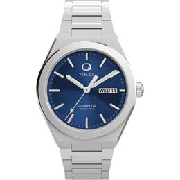 Timex Herren Quarzuhr &raquo;CONTINENTAL&laquo; Armbanduhr, Herrenuhr, Edelstahlarmband, Datum, Leuchtzeiger blau Einheitsgr&ouml;&szlig;e