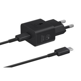 Samsung Schnelllade-Ger&auml;t &raquo;T2510 USB-C Schnellladeger&auml;t 25W mit Datenkabel&laquo; schwarz Kunststoff USB Type-C auf USB Type-C Kabel zum Aufladen und 