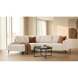 OTTO home Ecksofa &raquo;Tournon, L-Form, Breite 256 cm, Webstoff, Chenille&laquo; Designsofa im nordischen Stil, Wellenunterfederung, Metallf&uuml;&szlig;e beige 100% 