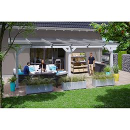 Skan Holz Terrassendach &raquo;Bormio&laquo; wei&szlig; Fichtenholz B/H/T: 648cm x 241cm x 350cm, farbig lasiert