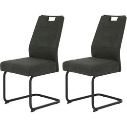 Hela Freischwinger &raquo;KERTIN&laquo; (Set) 2 Stk.XL Sitzbreite, Griff, Federkorb, 140kg belastbar grau Metall, Polyester, Stoff B/H/T: 48cm x 100cm x 64cm, 2 