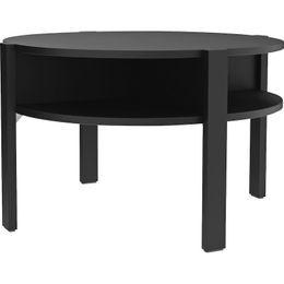 FORTE Beistelltisch &raquo;Tobago, runder Couchtisch mit 4 Ablagef&auml;chern, B/H/T 74,4/45,5/74,4 cm&laquo; Durchmesser ca. 74,5 cm schwarz B/H/T: 74,4cm x 45,5cm x 