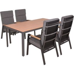 Garden Pleasure Garten-Essgruppe &raquo;BARLETTA&laquo; Set, 9 tlg. mit Polsterung und verstellbar Aluminium, Kunststoff B/H/T: 191cm x 106cm x 280cm, Polyester