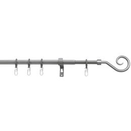 Indeko Gardinenstange &raquo;Jena&laquo; &Oslash; 13 mm 1 l&auml;ufig-l&auml;ufig ausziehbar stufenlos verstellbare Teleskopstange silber Stahl L: 130cm - 240cm &Oslash; 13mm, 1 l&auml;ufig
