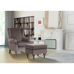 GUTMANN FACTORY Ohrensessel braun 100% Polyester Flachgewebe, B/H/T: 83cm x 102cm x 87cm