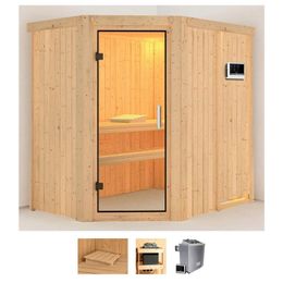 Karibu Sauna &raquo;Clara&laquo; Set, Ofen 9 KW externe Strg easy beige Saunaofen, externe Steuerung, 9 kW