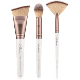 Luvia Cosmetics Damen Kosmetikpinsel-Set &raquo;HIGHLIGHT & CONTOUR SET&laquo; Nurai-Pinselhaar, vegan und hautfreundlich, verliert keine Haare. wei&szlig; 