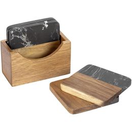 Sch&ouml;ner Wohnen Kollektion SCH&Ouml;NER WOHNEN-Kollektion Glasuntersetzer &raquo;Atami&laquo; edle Getr&auml;nkeuntersetzer aus Marmor & Akazienholz mit Halterung braun Massivholz, Naturstein 