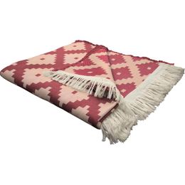 Adam Wohndecke &raquo;Maroccan Shiraz&laquo; mit aufregendem Muster, Kuscheldecke rot Baumwolle B/L: 145cm x 190cm