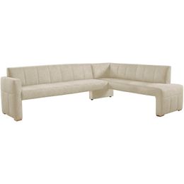 exxpo - sofa fashion Essbank elegant und modern mit hohem Sitzkomfort beige B/H/T: 265cm x 83cm x 199cm, Luxus-Microfaser, langer Schenkel links