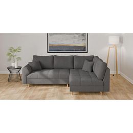 Home Affaire Ecksofa &raquo;CHARRE L-Form mit Ottomane, Ma&szlig;e B/T/H: 231/161/81 cm&laquo; feine Steppung, lose R&uuml;cken- und Zierkissen, auch in Cord und Boucl&eacute; grau
