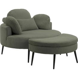 OTTO home Loveseat &raquo;Riko Sessel, B: 110 cm, Sitzh&ouml;he: 44 cm&laquo; XXL- Sessel, mit Stauraumhocker, R&uuml;ckenst&uuml;tze & 4 Zierkissen gr&uuml;n 100%PES Cord, 