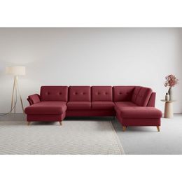 Sit & More sit&more Wohnlandschaft &raquo;G&ouml;teborg&laquo; inkl. Sitztiefenverstellung, wahlweise mit Bettfunktion & Bettkasten rot B/H/T: 327cm x 90cm x 226cm, Luxus-