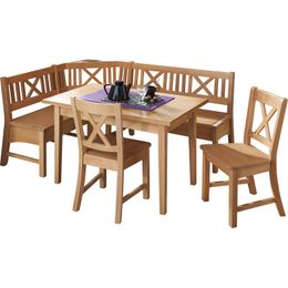 massivline&more Eckbankgruppe &raquo;Bodensee&laquo; Set, 7 Stk. tlg. braun Holz teilmassiv B/H/T: 137cm x 87cm x 52cm, Einlegeplatte