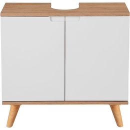 Welltime Waschbeckenunterschrank &raquo;Lund Badunterschrank f&uuml;r wandh&auml;ngende Waschbecken WC Unterschrank&laquo; Badezimmerschrank WBU Breite 65cm mit 