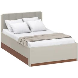 FORTE Bettgestell &raquo;Milles&laquo; aufklappbarer Lattenrost und gepolstertes Kopfteil beige Liegefl&auml;che L&auml;nge B: 200cm x 120cm, H&ouml;he Bett: 90,7cm H&ouml;he Fu&szlig;teil