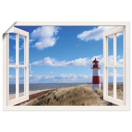 Artland Wandbild &raquo;Fensterblick - Leuchtturm Sylt&laquo; Fensterblick 1 Stk. tlg. als Leinwandbild, Poster in verschied. Gr&ouml;&szlig;en wei&szlig; B/H/T: 70cm x 50cm, Poster 