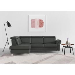 Sit & More sit&more Ecksofa &raquo;Arngast L-Form&laquo; inklusive Kopfteilverstellung und Federkern grau B/H/T: 245cm x 84cm x 194cm, NaturLEDER , Ottomane links, ohne 