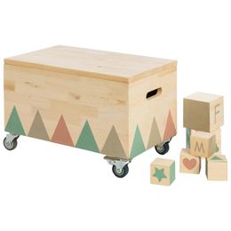 Muddy Buddy Truhe &raquo;Treasure Hunter&laquo; Outdoor Spieltruhe + Spielw&uuml;rfel, natur beige Massivholz B/H/T: 30cm x 32cm x 50cm