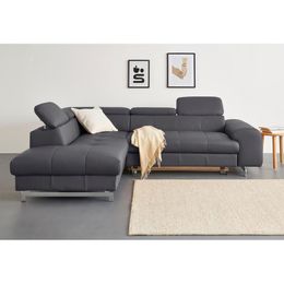 COTTA Ecksofa &raquo;Chef L-Form&laquo; mit Kopfteilverstellung, edle Metallkufen, optional Schlaffunktion braun Luxus-Microfaser (100% Polyester);Kunstleder 