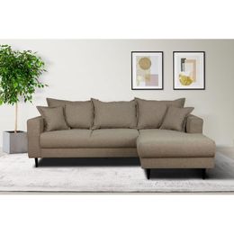 Home Affaire Ecksofa &raquo;VEYRAS L-Form, hoher Sitzkomfort, Ma&szlig;e B/T/H: 230/150/76 cm&laquo; mit Wellenunterfederung, incl. R&uuml;ckenkissen und Zierkissen grau 100