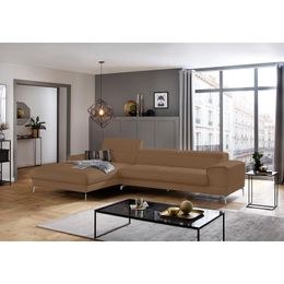 W.Schillig Ecksofa &raquo;piedroo, Designsofa mit tollem Sitzkomfort, bequem und elegant, L-Form&laquo; Kopfteilverstellung, wahlweise mit Sitztiefenverstellung, 
